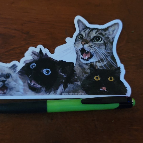 Meowing Cats Sticker - Etsy