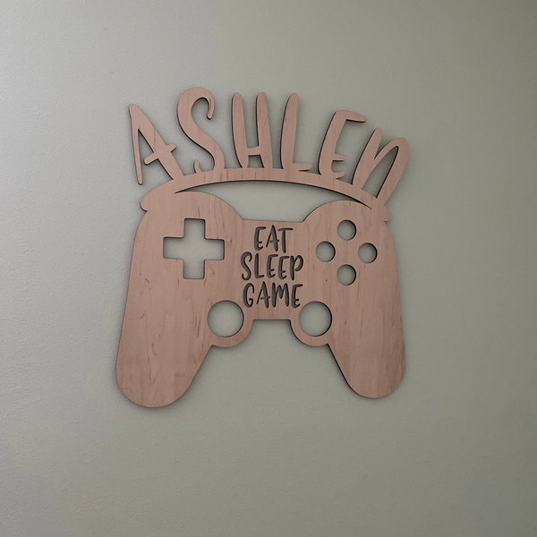 Name Sign Gamer Kids Room Sign Game Controller Boys Room Wood Sign ...