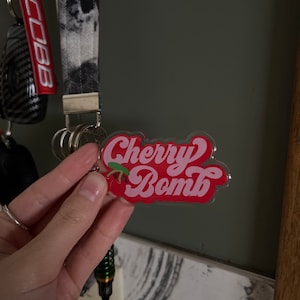 Cherry Bomb Keychain Acrylic Keychain Epoxy Coated Red and Pink ...