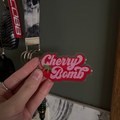 Cherry Bomb Keychain Acrylic Keychain Epoxy Coated Red and Pink ...