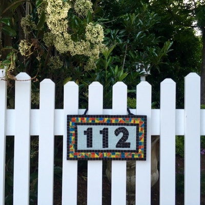 Colorful Mosaic Address Sign, Whimsical House Numbers - Etsy