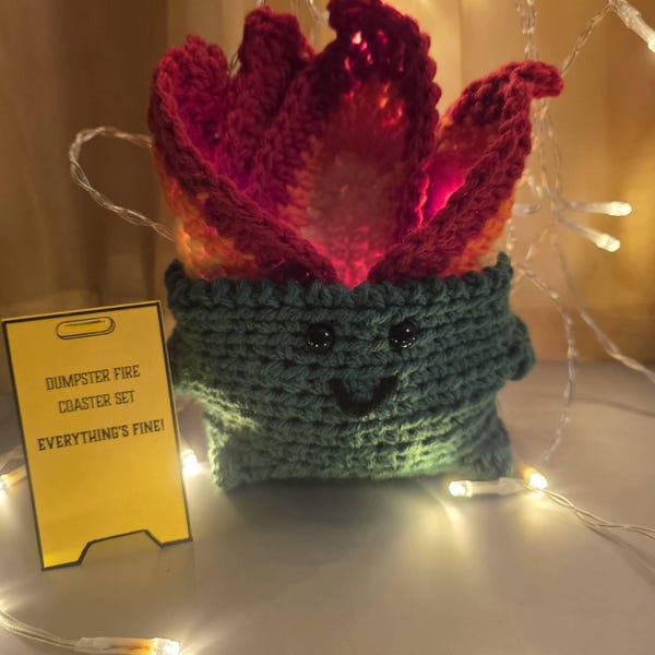 Dumpster Fire Coaster Set Crochet Pattern (digital Download) - Etsy