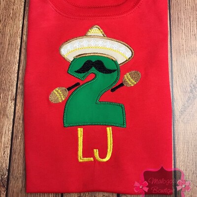Mexican Fiesta Hat Number Two 2 APPLIQUE Embroidery Design, Instant ...