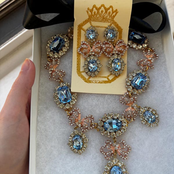 Ruby Red Jewelry Set 18th Century Girandole Necklace & Earrings Baroque ...