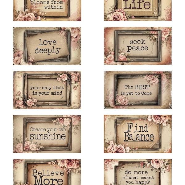 Positive Junk Journal Words, Inspirational Phrases, Printable Words ...