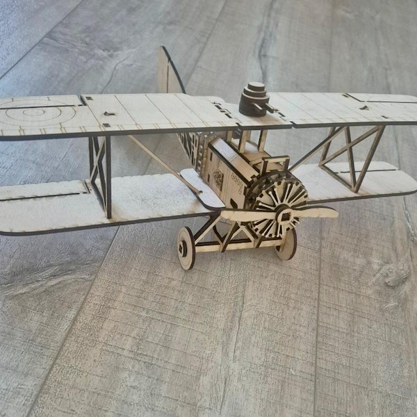 Biplane Airplane SVG DXF | Vintage Wooden Model | Laser Cut Puzzle ...