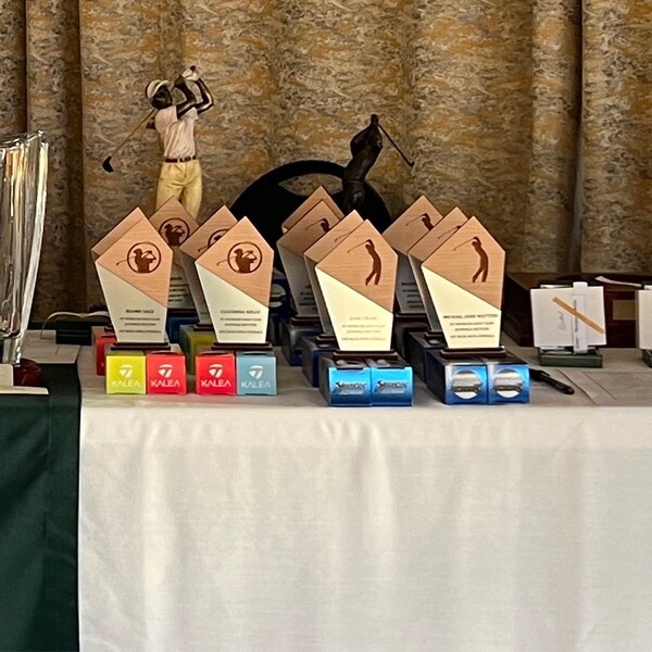 Engraved Wooden GOLF Trophy Award With Logo & Wording - Etsy UK