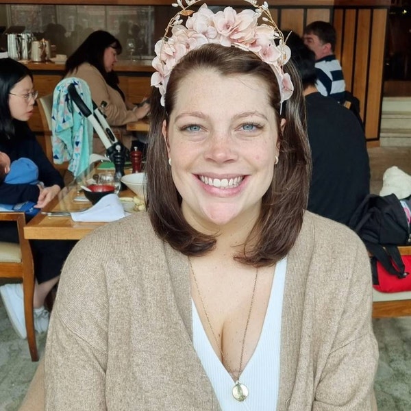 Races Headband Fascinator Flower Crown Melbourne Cup Rose Gold Pink ...