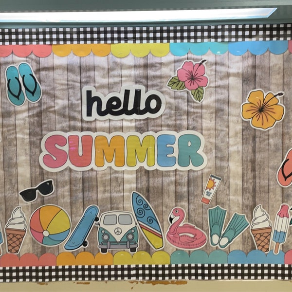Retro Beach Classroom Bulletin Board Set: Summer Countdown (PDF) - Etsy