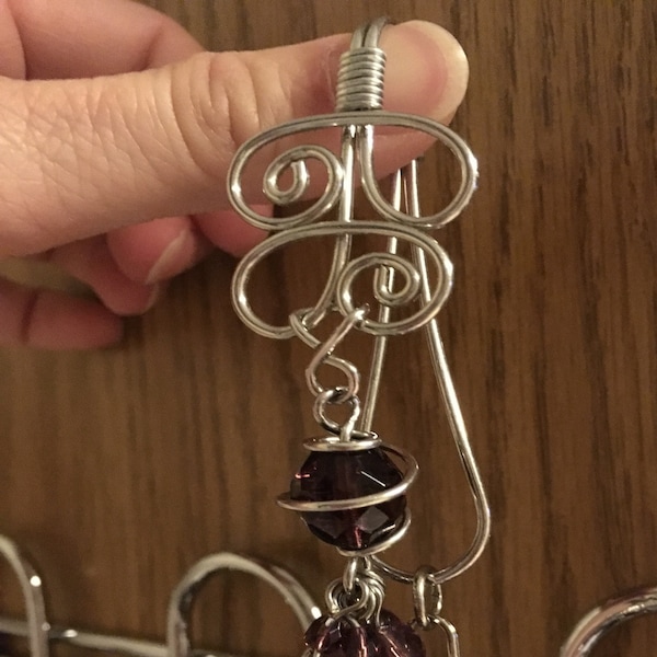 FIVE Beaded Christmas Ornament Hooks - Wire Ornament Hangers With Beads ...