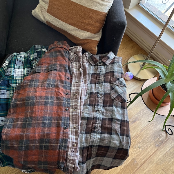 Distressed Oversize Flannel Shirt - Etsy