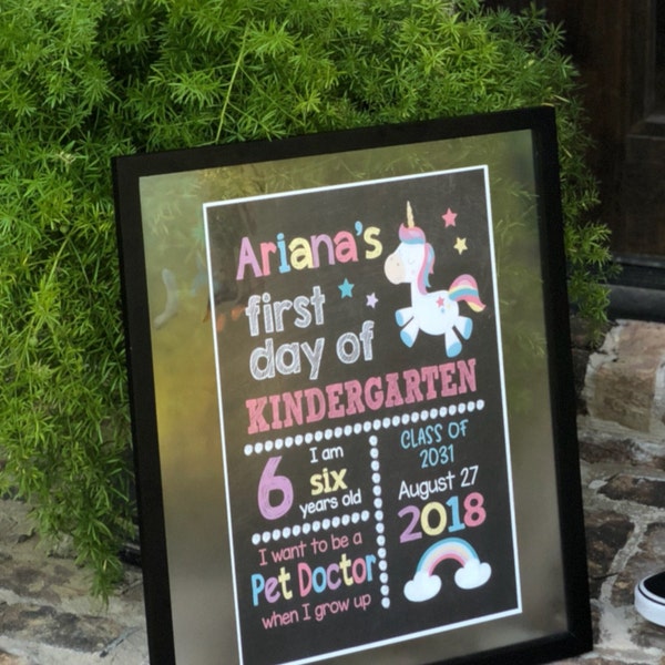 First Day of School Sign Unicorn PRINTABLE, 1st First Day of ...