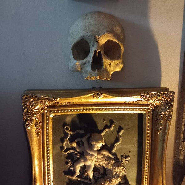 Realistic Human Skull Replica Life-size, Dark Tones, Anatomical Decor ...