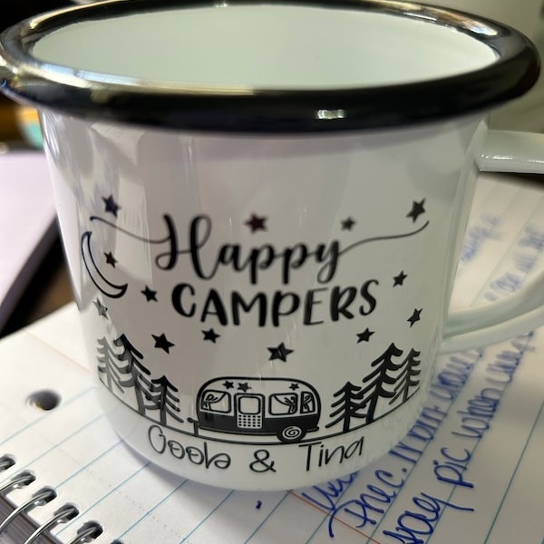 Camping Mug Happy Campers Campfire Mug, Personalized Glamping Mug ...