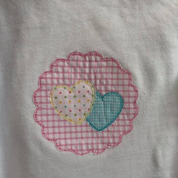 Scallop Patch With Hearts Blanket Stitch Applique Embroidery Design ...