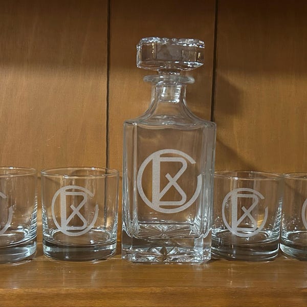 Fully Custom Decanter Set / Personalized Monogram Whiskey Decanter Set ...