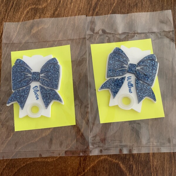 Cheer Bow Tumbler Topper, Personalized, Fits Stanley H2 Tumblers 20oz ...