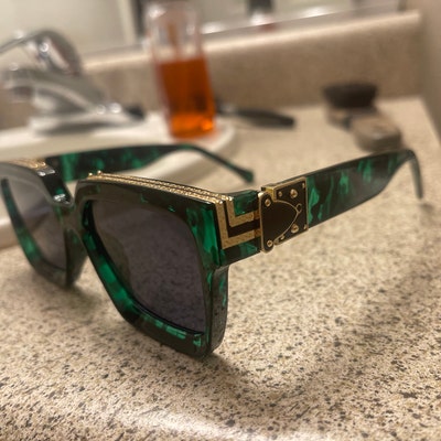 Sunglasses Men Hip Hop Shades Fashion Designer Gold Frame Square Black ...