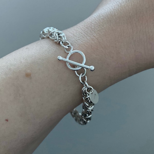 Gold & Silver Bracelet, Barrel Weave 2-tone Bracelet, Chainmaille ...