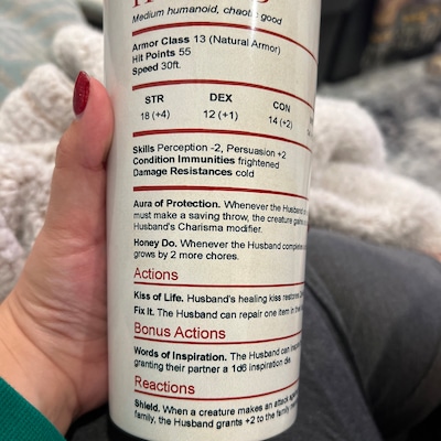 D&D Wife Stat Block Tumbler Dungeons and Dragons Wife Gift - Etsy