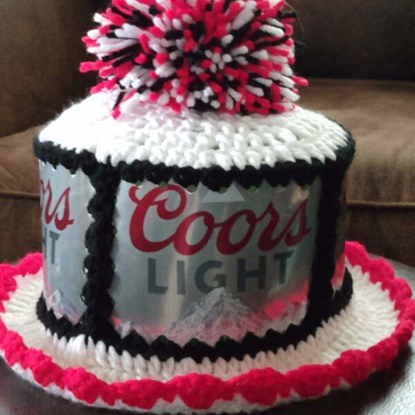 BADGERS Handmade Crochet Beer Can Hat - Etsy