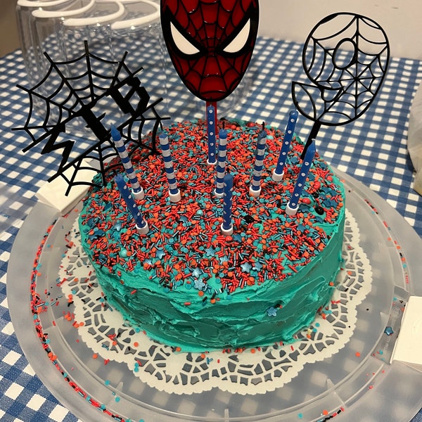 Spider Cake Topper Set, Birthday Cake Topper, Acrylic Topper, Custom ...