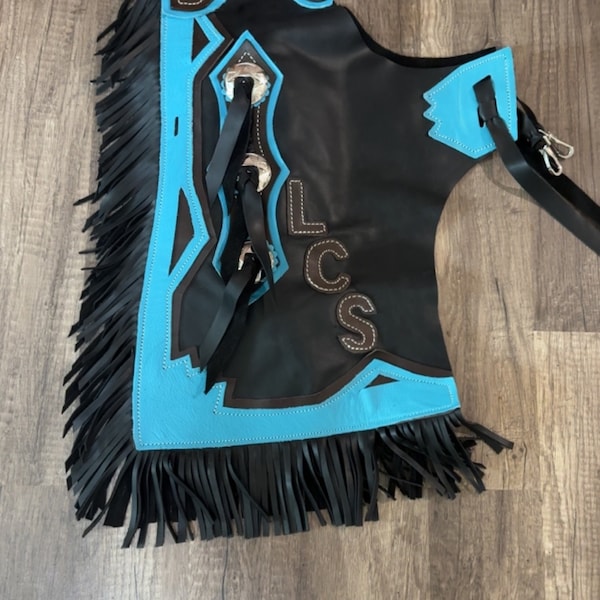 Custom Made Kid's Bronc/bull Riding Chaps/ New/ Custom Leather/ Rodeo ...