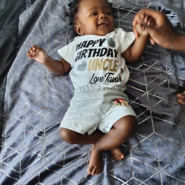 Happy Birthday Uncle Baby Grow Bodysuit Babygrow Top Vest Baby Shower ...