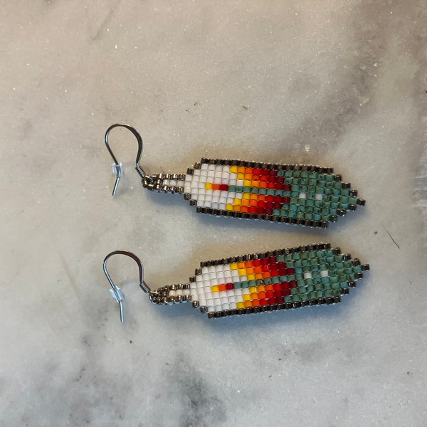 Native American Beaded Feather Earrings - Etsy