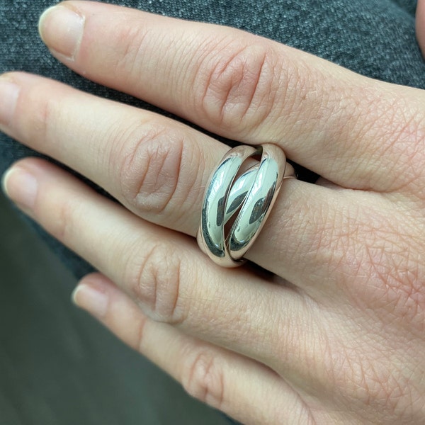Silver Band Ring Adjustable Brushed Massive Wide Sterling Silver 925 - Etsy
