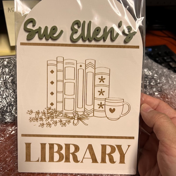 Personalized Library Sign, Book Shelf Decor, Gift for Book Lover ...