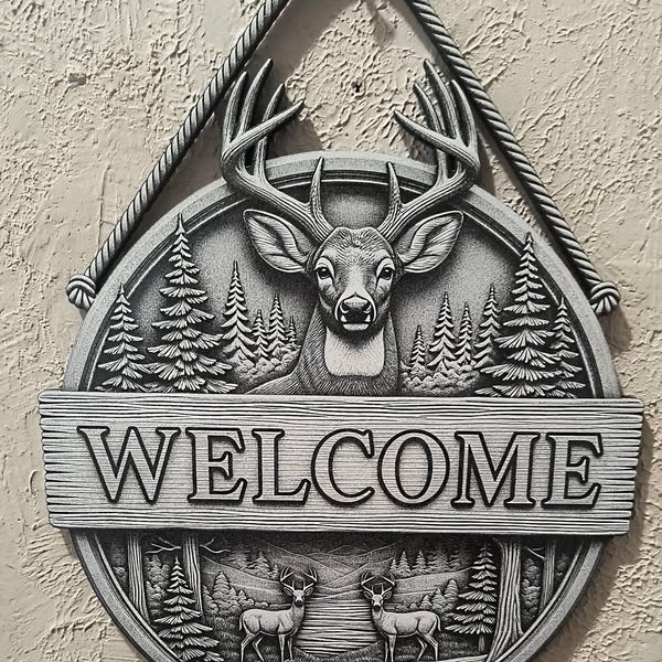 3D Illusion Deer Welcome Art for Laser Engraving | PNG Digital File ...