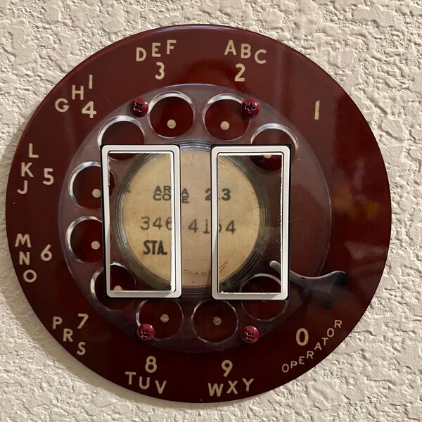 Vintage Dark Red Telephone Dial Precision Laser Cut Toggle and Decora ...