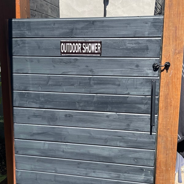 Outdoor Shower Black Metal Sign - Rustic Looking Aluminum Sign - Full ...