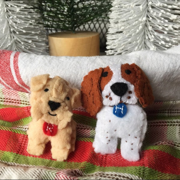 Digital Pdf Sewing Pattern Tutorial for Wool Felt Hand Sewn Dog Set 1 ...