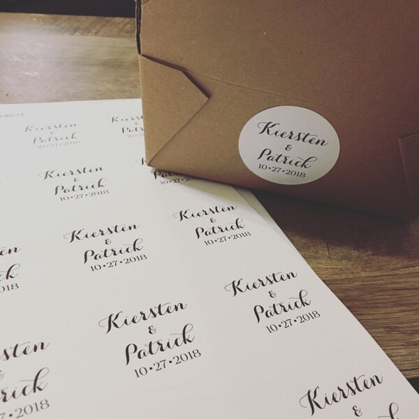 Printable OR Printed Wedding Stickers - Black and White Circle Wedding ...
