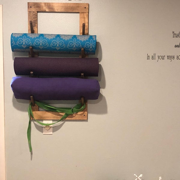 Yoga Mat Holder/ Custom Yoga Mat Rack/ 1,2,3,4,5,6,7,8,9,10 Mats / Free ...