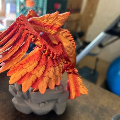 3D Printed Phoenix Fire Pyro Dragon, Articulated Dragon Figurine ...