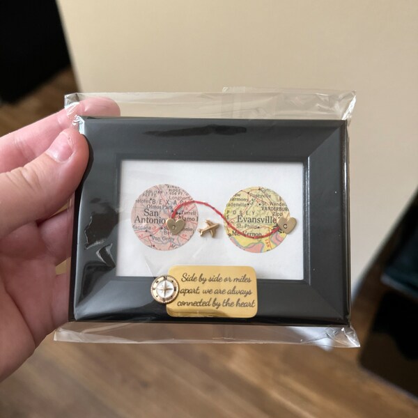 Long Distance Gift, Two Maps in One, Custom Map Gift, Maps in Frame ...