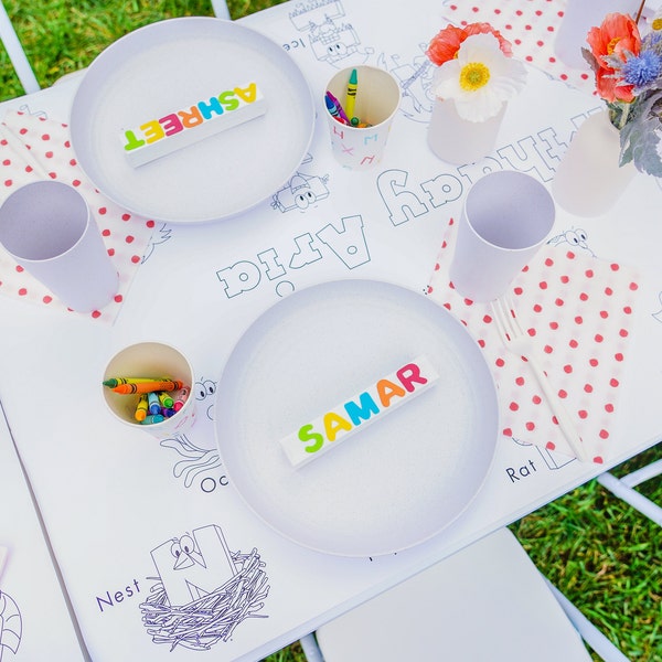 ABC Themed Personalized Alphabet Coloring Table Runner Birthday Party ...