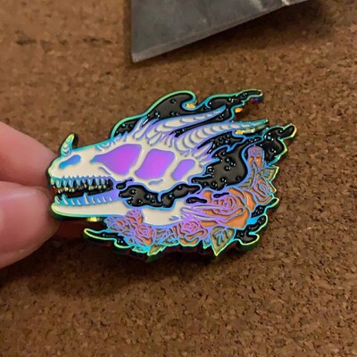 Dragon Skull Enamel Pin aether, Dragon Pin, Dragon Enamel Pin, Spooky ...