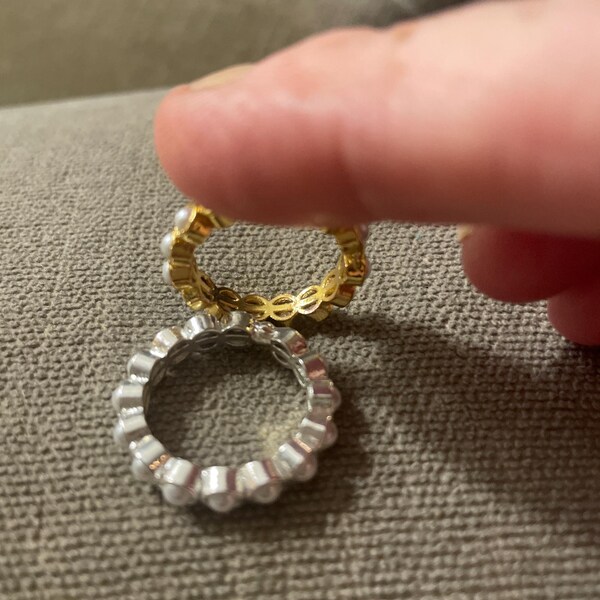 Natural Freshwater Pearl Eternity Band \ Gemstone Ring \ Channel ...