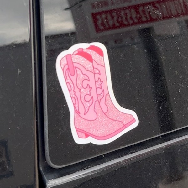 Pink Sparkle Cowgirl Boot Sticker - Etsy