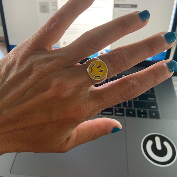 Sterling Silver Have A Nice Day Smiley Face Ring - Etsy