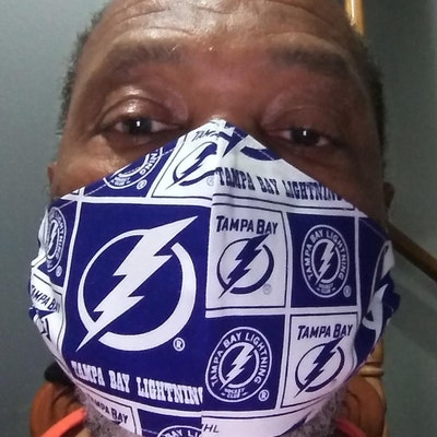 Tampa Bay Lightning Bolts Sports Face Masks. Washable, Double Layer W ...