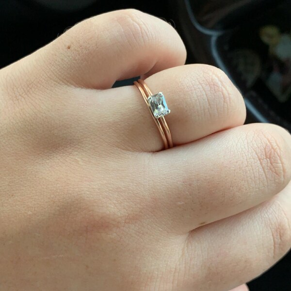 Stacking Ring Band. ONE Minimalist Stack Ring. Smooth Dainty. Gold ...