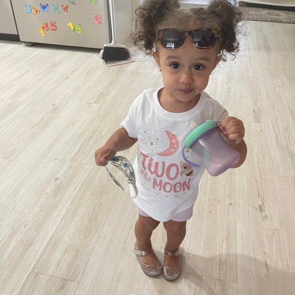 Two the Moon Girls Outer Space Second 2nd Birthday Shirt , Birthday ...