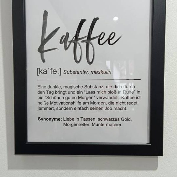 Kaffee Poster Bild Definition Deko Für Die Küche Küchendeko Geschenk ...