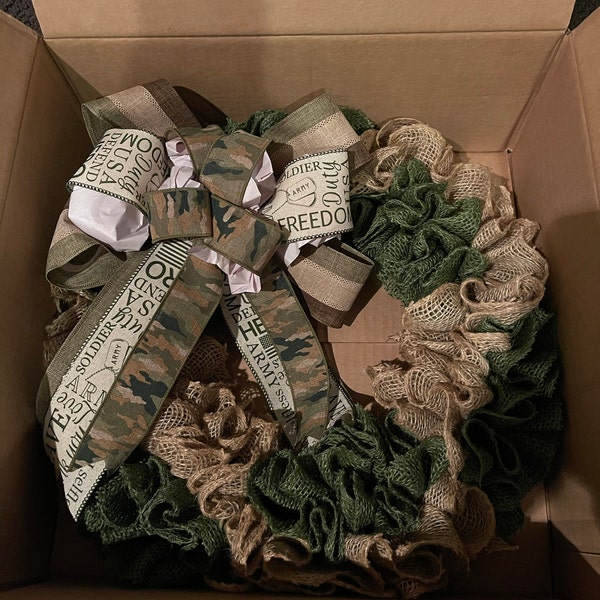 Army Wreath, Burlap Wreath, US Army Wreath, Soldier Wreath, Memorial ...