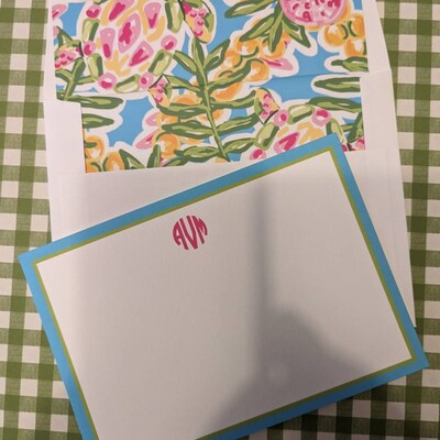 Custom Monogram Thank You Notes With Lined Envelopes Personalized ...